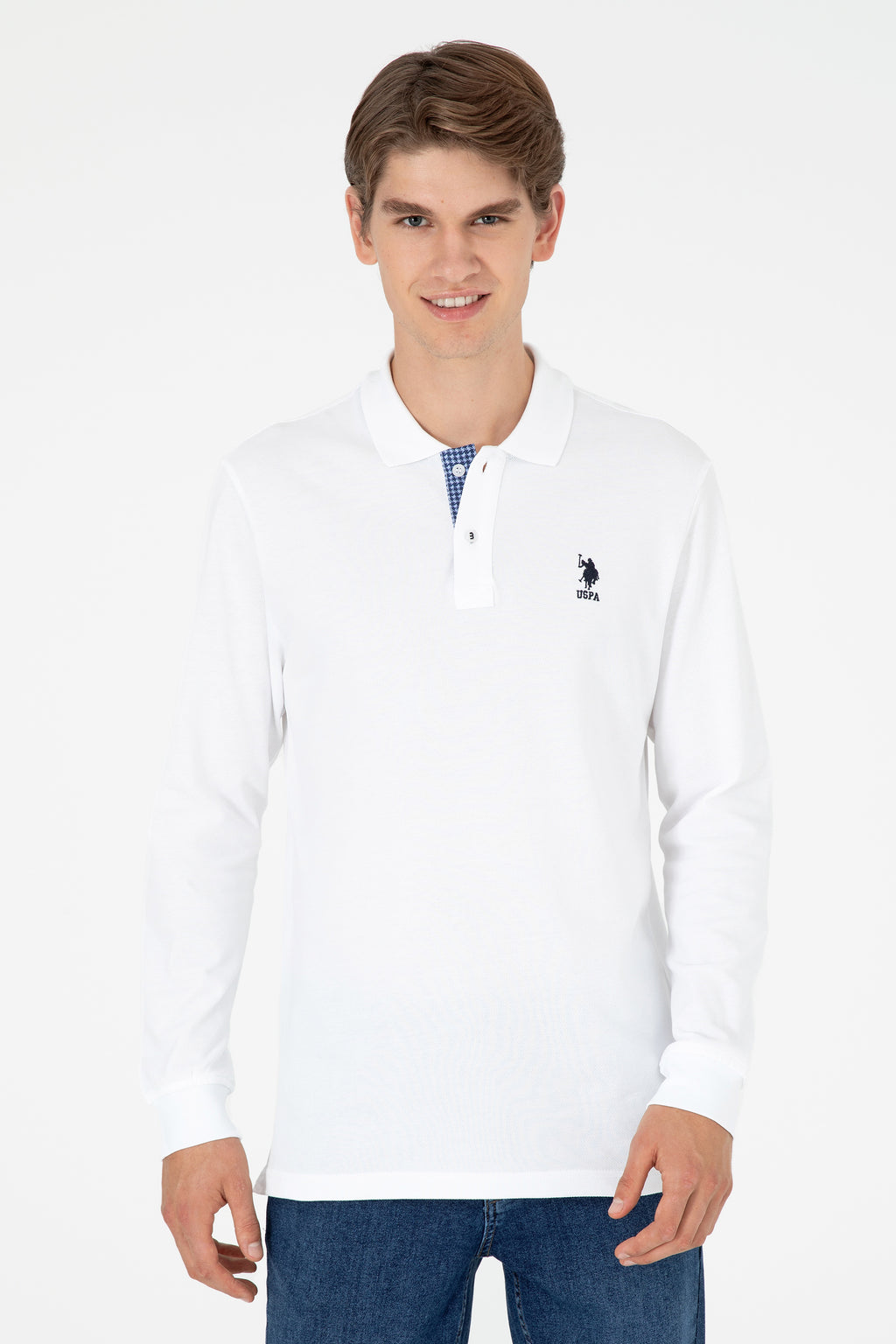 Bluza Polo Alba Barbat Cu Logo U.S. Polo Assn. Romania